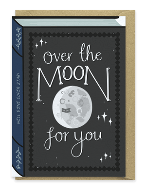 Over the Moon – Luxury Book Congratulations Well Done Card - Spiral Circle
